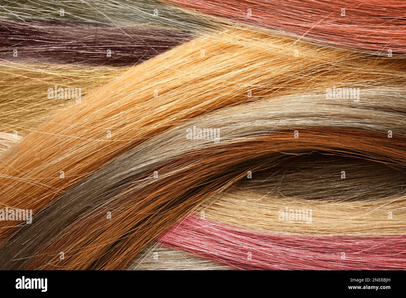 Strands of different color hair as background, closeup Stock Photo - Alamy