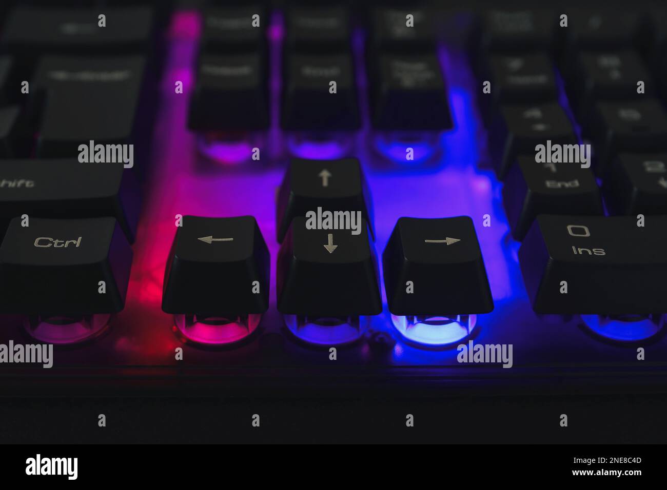 Modern keyboard with RGB lighting, closeup view Stock Photo - Alamy