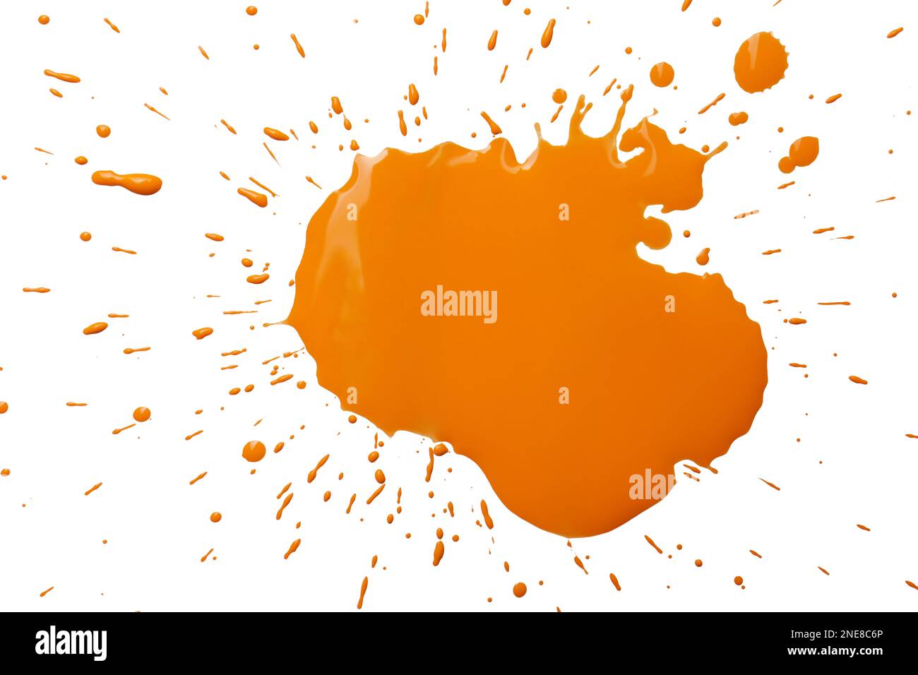 Orange paint splashes on white background, top view Stock Photo - Alamy