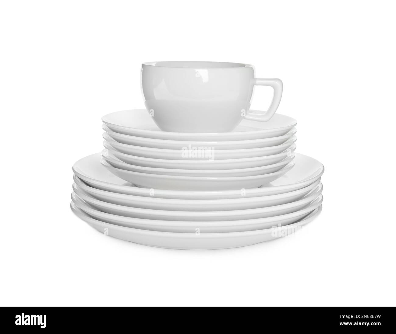 Empty dinner plates stacked Cut Out Stock Images & Pictures - Alamy