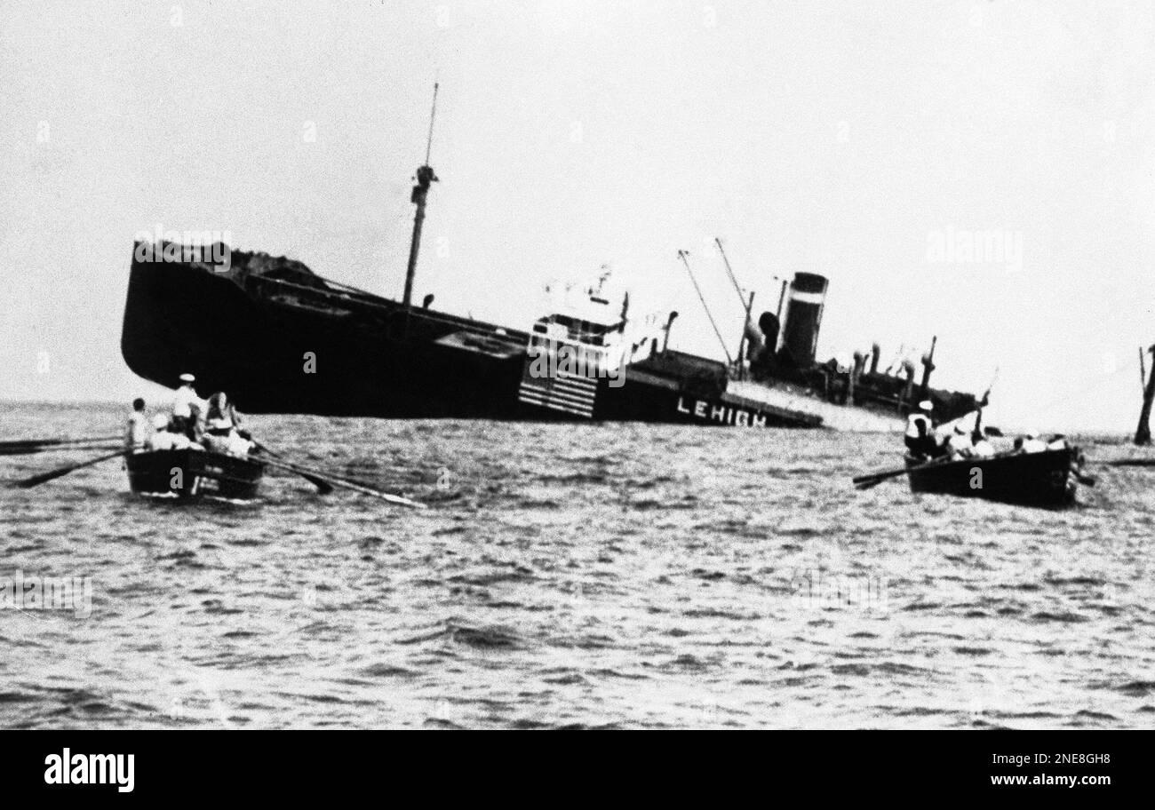 U.S. freighter Lehigh sinks off Freetown, Sierra Leone, on Dec. 9, 1941 ...