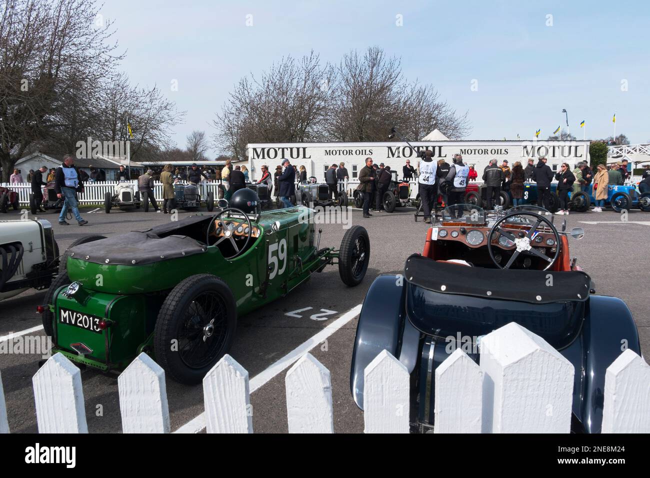 1920s and 1930s Frazer Nash sports-cars waiting in the Assembly Area ...