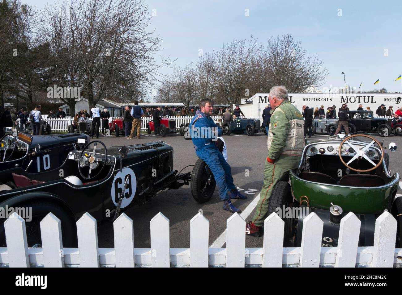 1920s and 1930s Frazer Nash sports-cars waiting in the Assembly Area ...