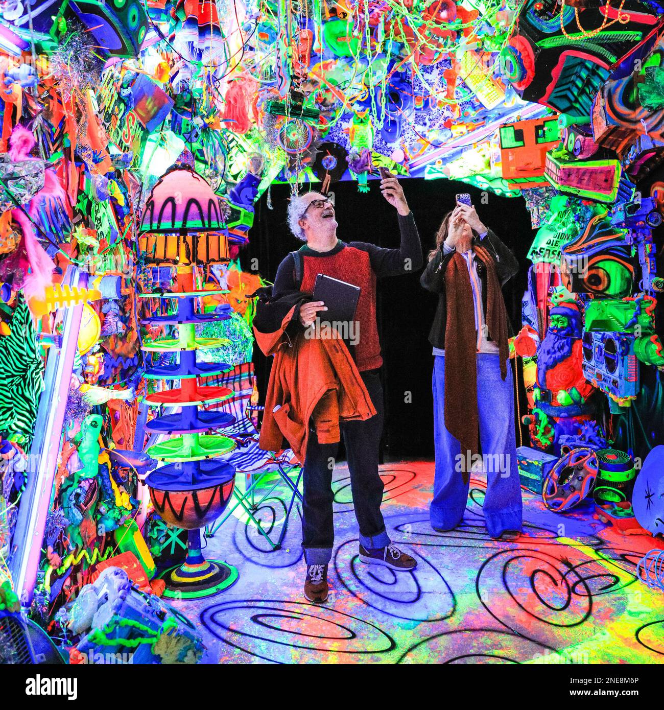 London, UK. 16th Feb, 2023. Staff and visitors in the Cosmic Cavern, by ...