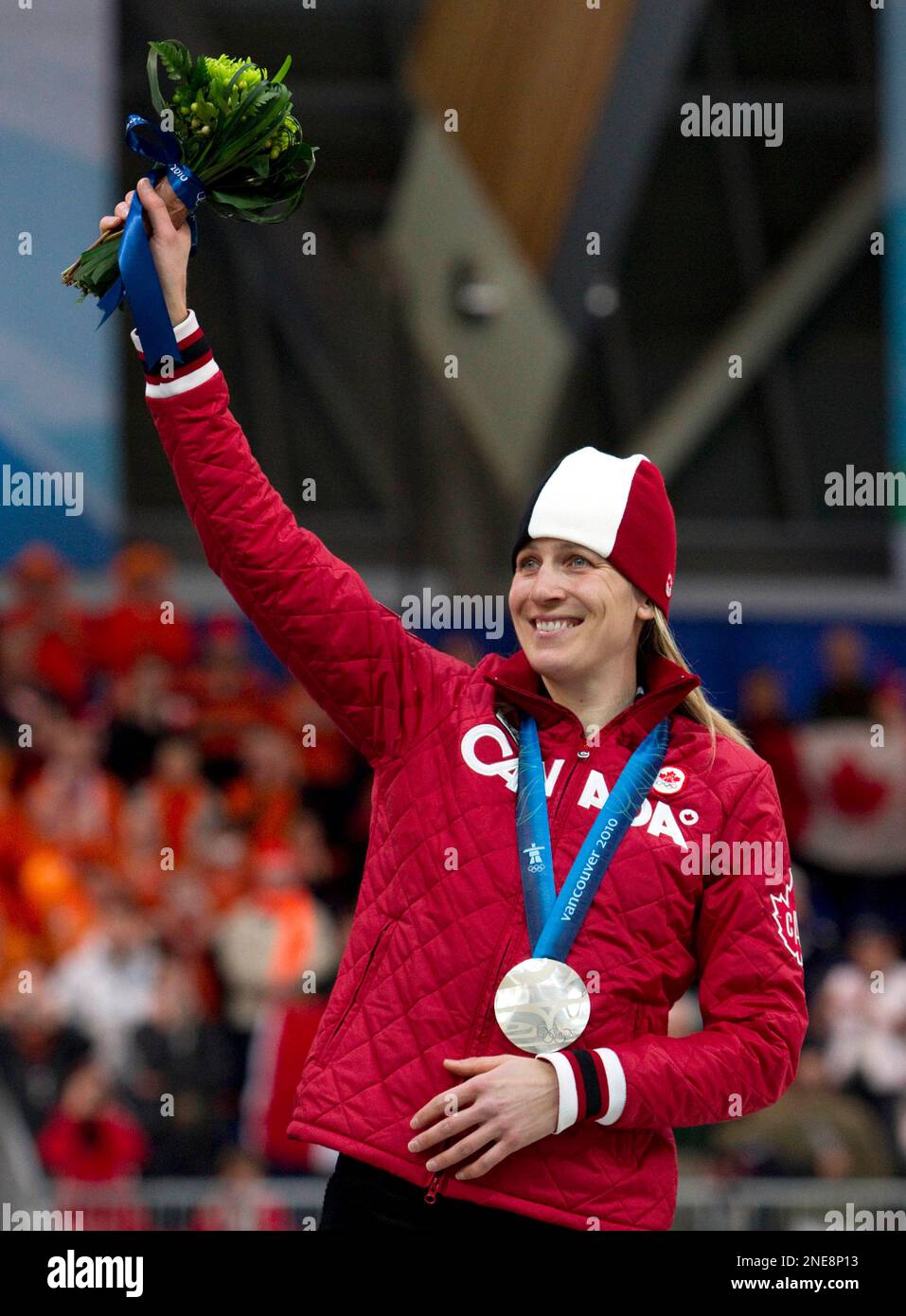 Canadian speedskater Kristina Groves, from Ottawa, Ont. stands on the ...