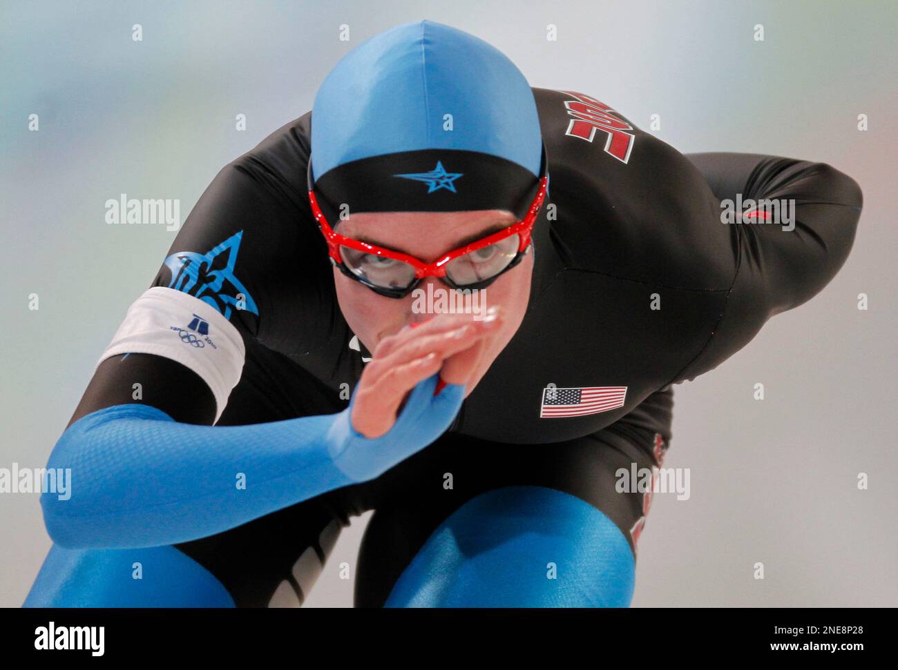 USA's Jonathan Kuck skates during the men's 10,000 meter speed skating ...