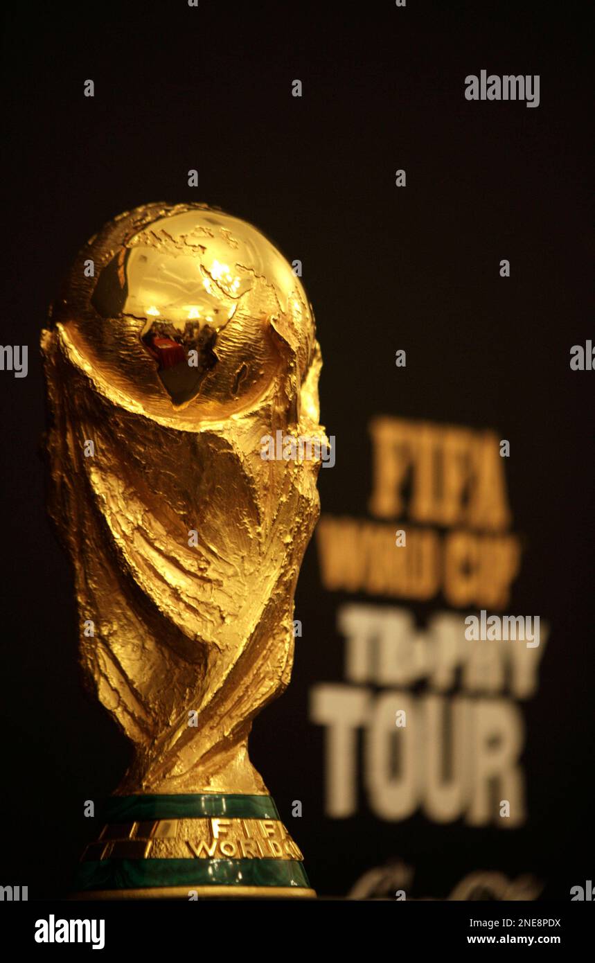 The FIFA World Cup trophy is displayed during a world tour in Panama ...