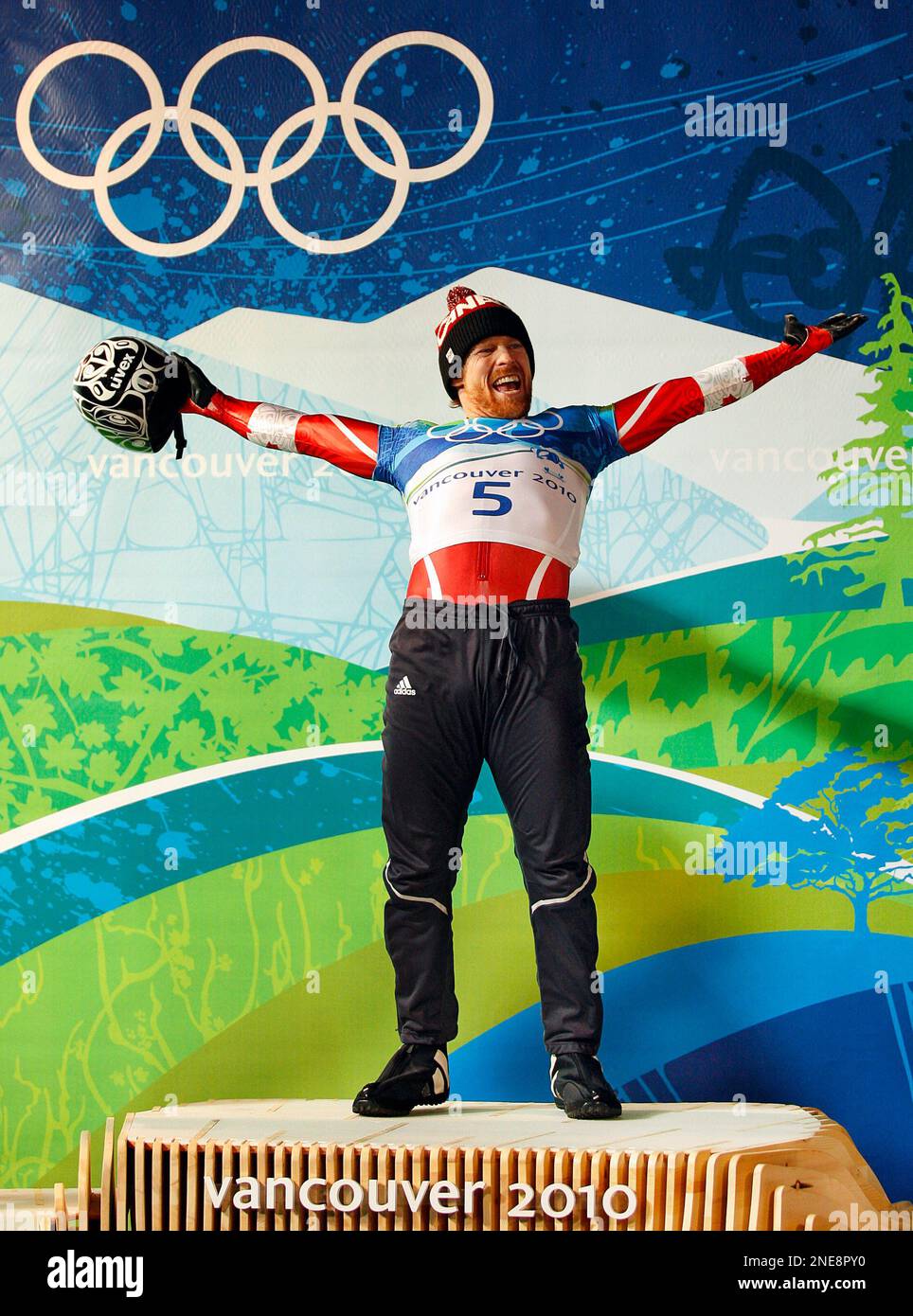 Canada's Jon Montgomery celebrates winning a gold medal in the men's ...