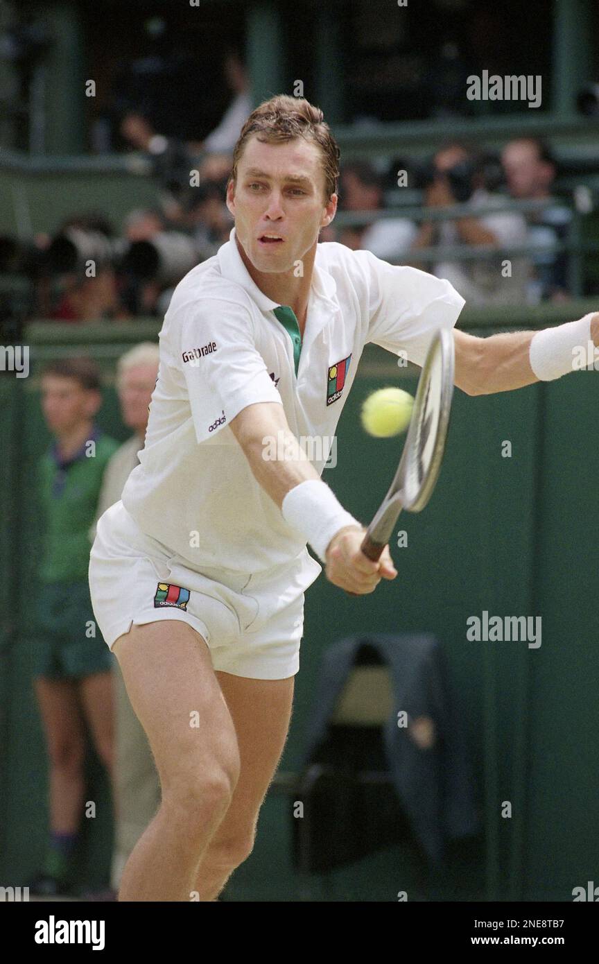 /Dave Ivan Lendl catches a shot from Boris Becker, during their Men?s Singles semi-final on the ...