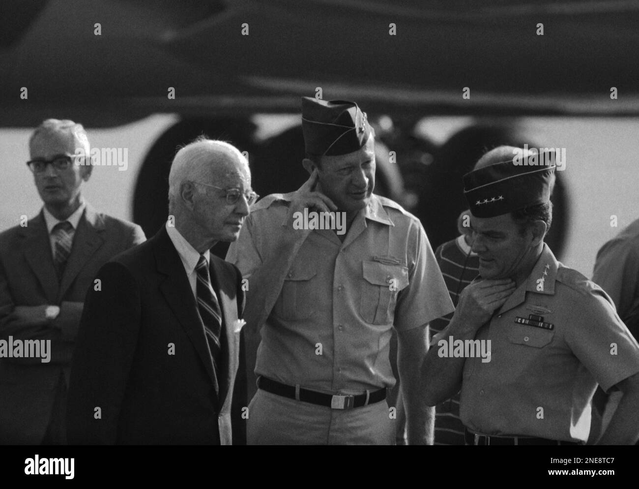 Ambassador Ellsworth Bunker, left, General Frederick Weyand, center ...