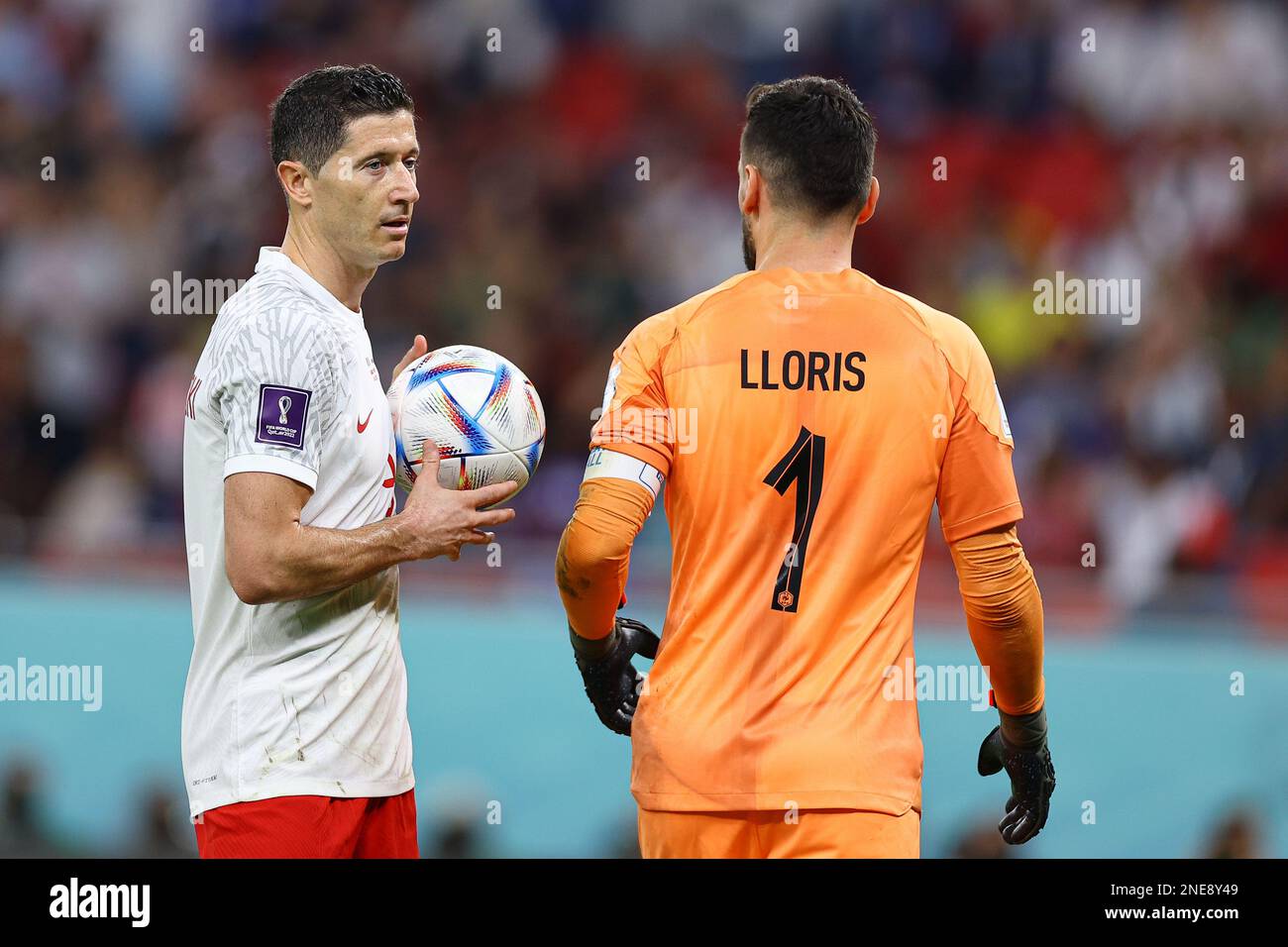 DOHA, QATAR - DECEMBER 04: Robert Lewandowski, Hugo Lloris during the ...
