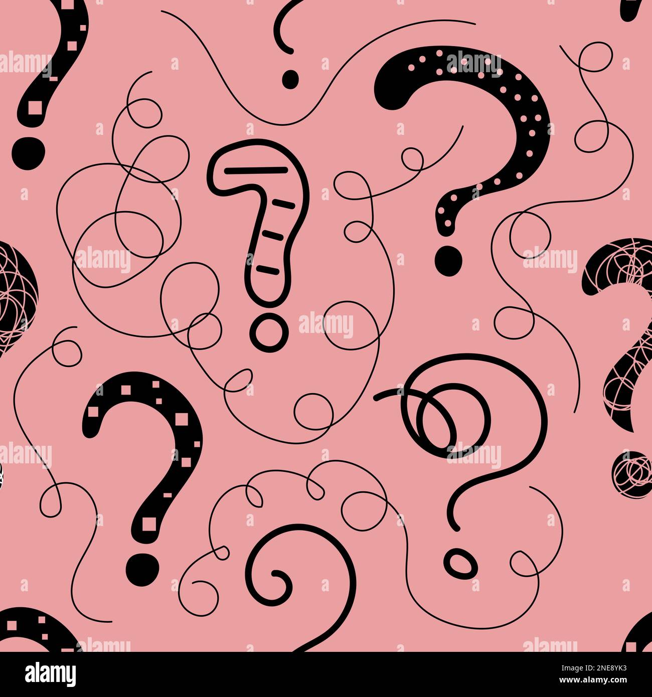 Question mark seamless pattern, hand drawn background. Question mark ...