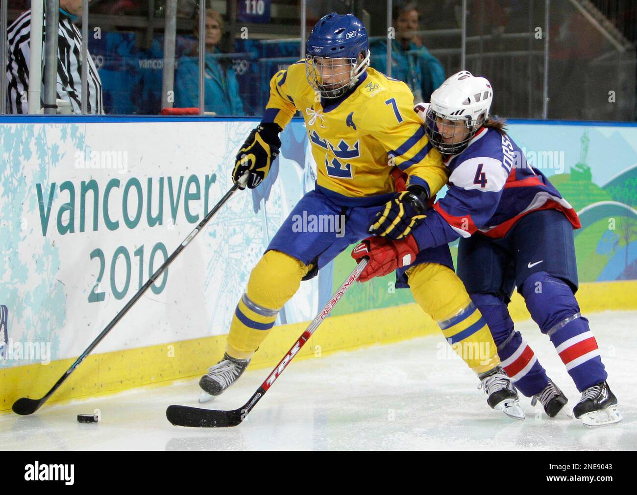 Sweden's forward Maria Rooth (7) battles with Slovakia's defenseman ...