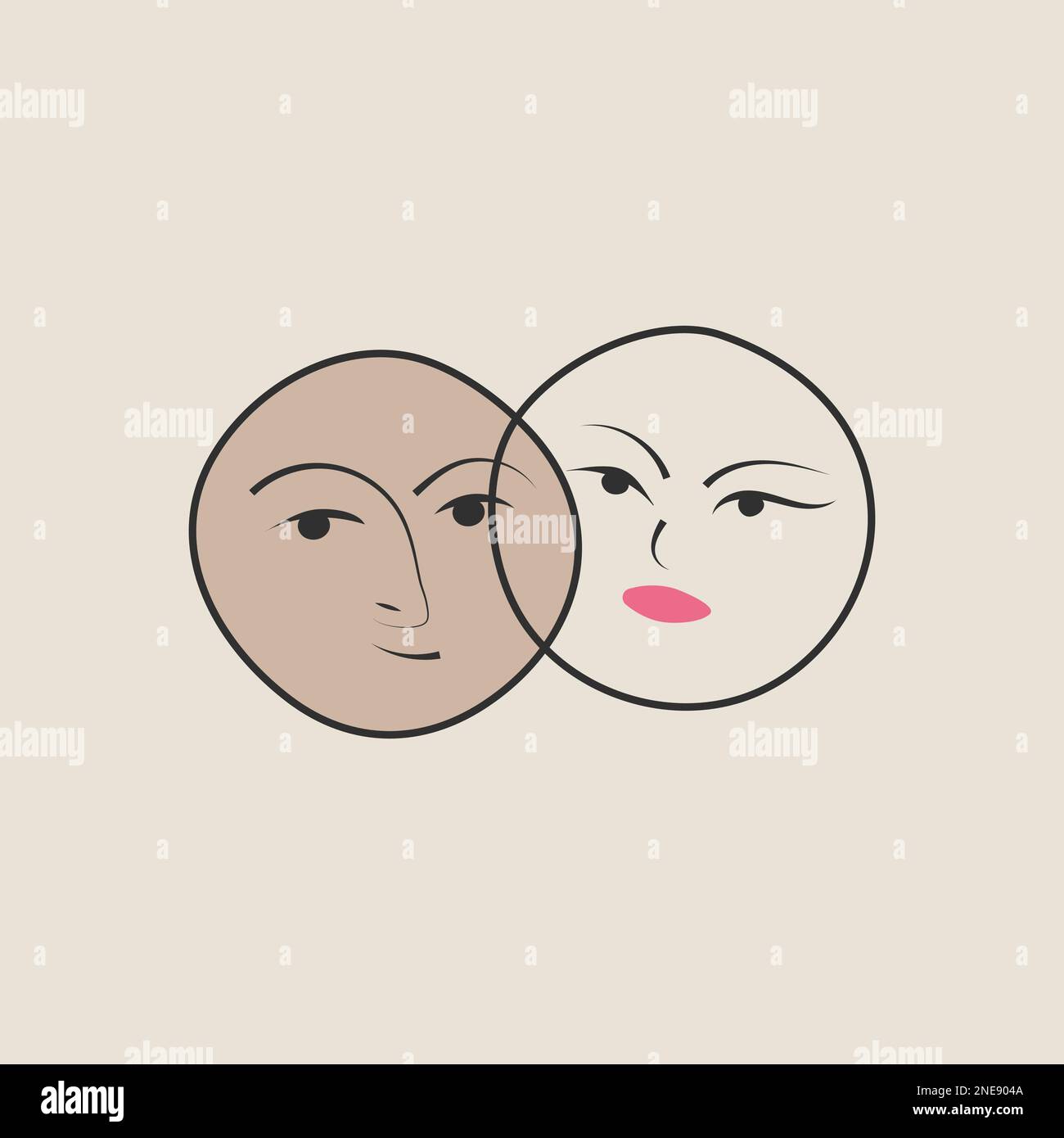 Cartoon illustration man two heads hi-res stock photography and images ...