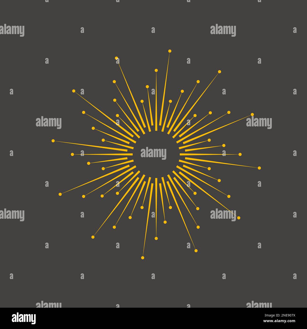 Linear boho frame with rays. Vector sun, tattoo, design minimal element ...