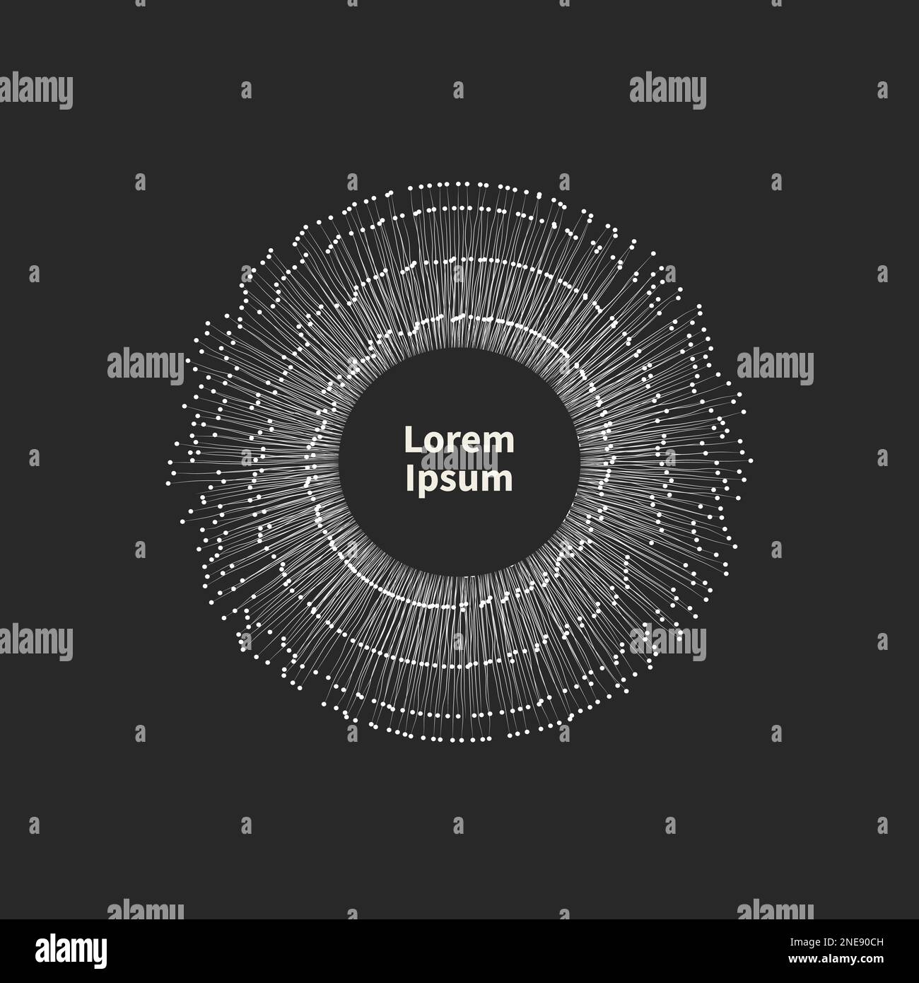 Irregular lines, explosion, digital frame, logo technology. Round ...