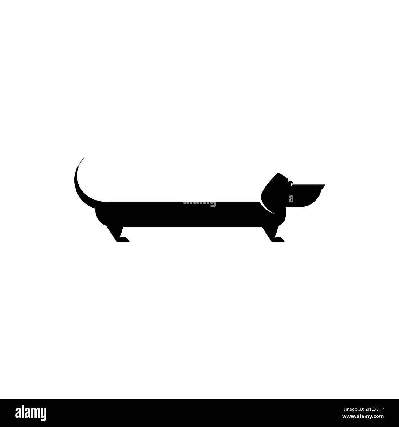 Dachshund dog icon. Black flat vector illustration. Cute funny pet ...