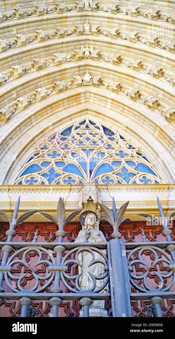 Detail of the architecture, grille and door of the Gothic style ...