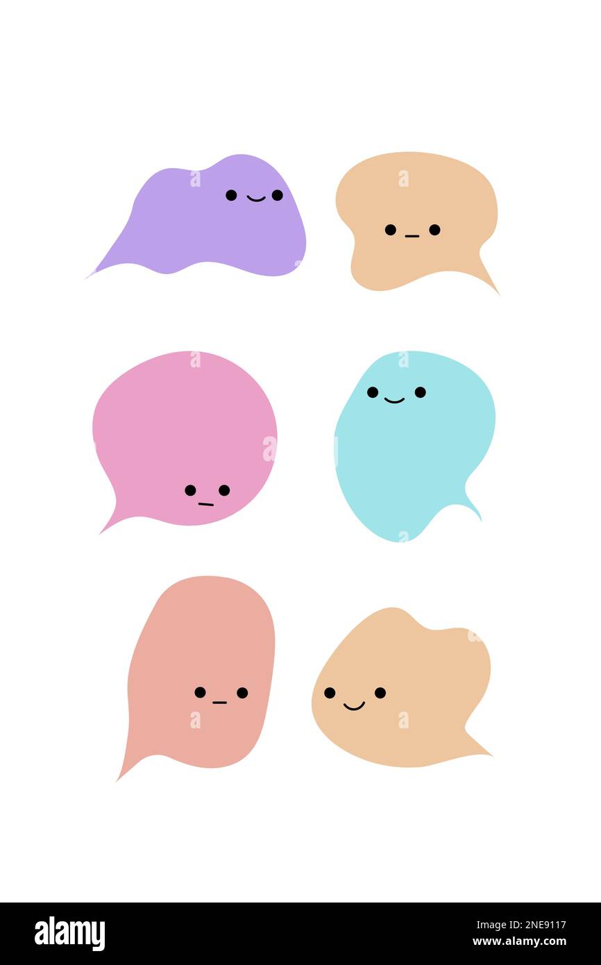 Set of bubbles, comments in shape of cute cloud. Internet dialog ...