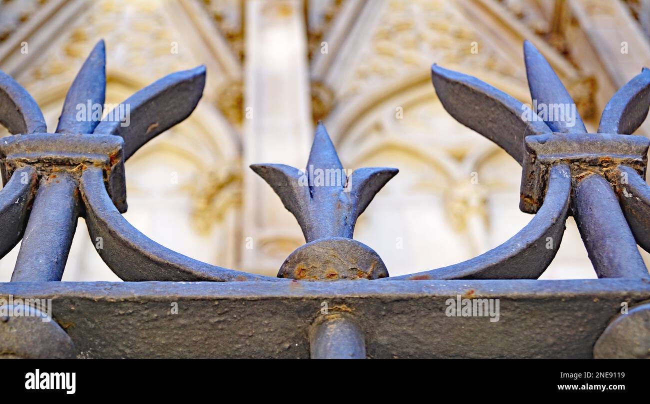 Detail of the architecture, grille and door of the Gothic style ...