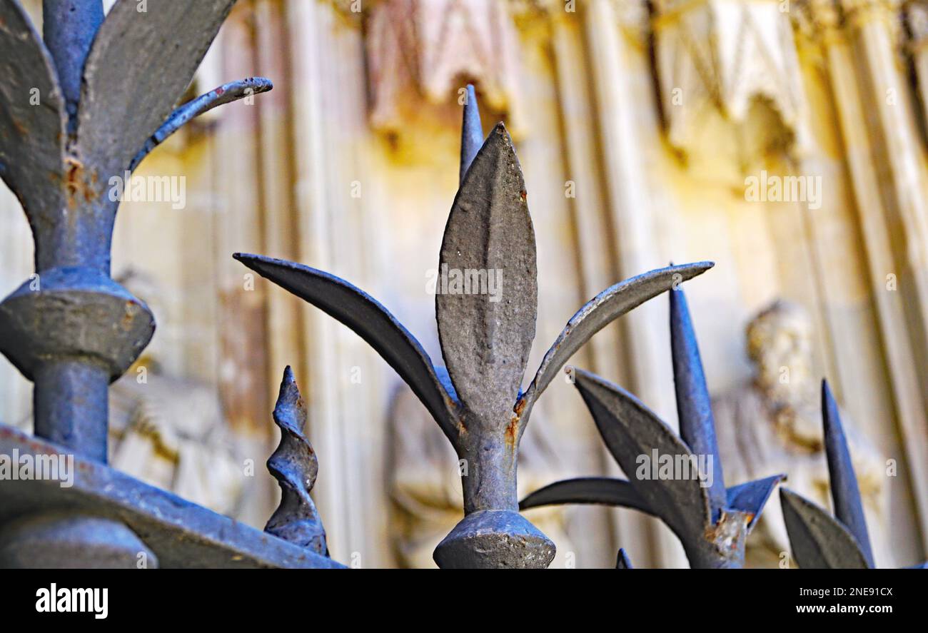 Detail of the architecture, grille and door of the Gothic style ...