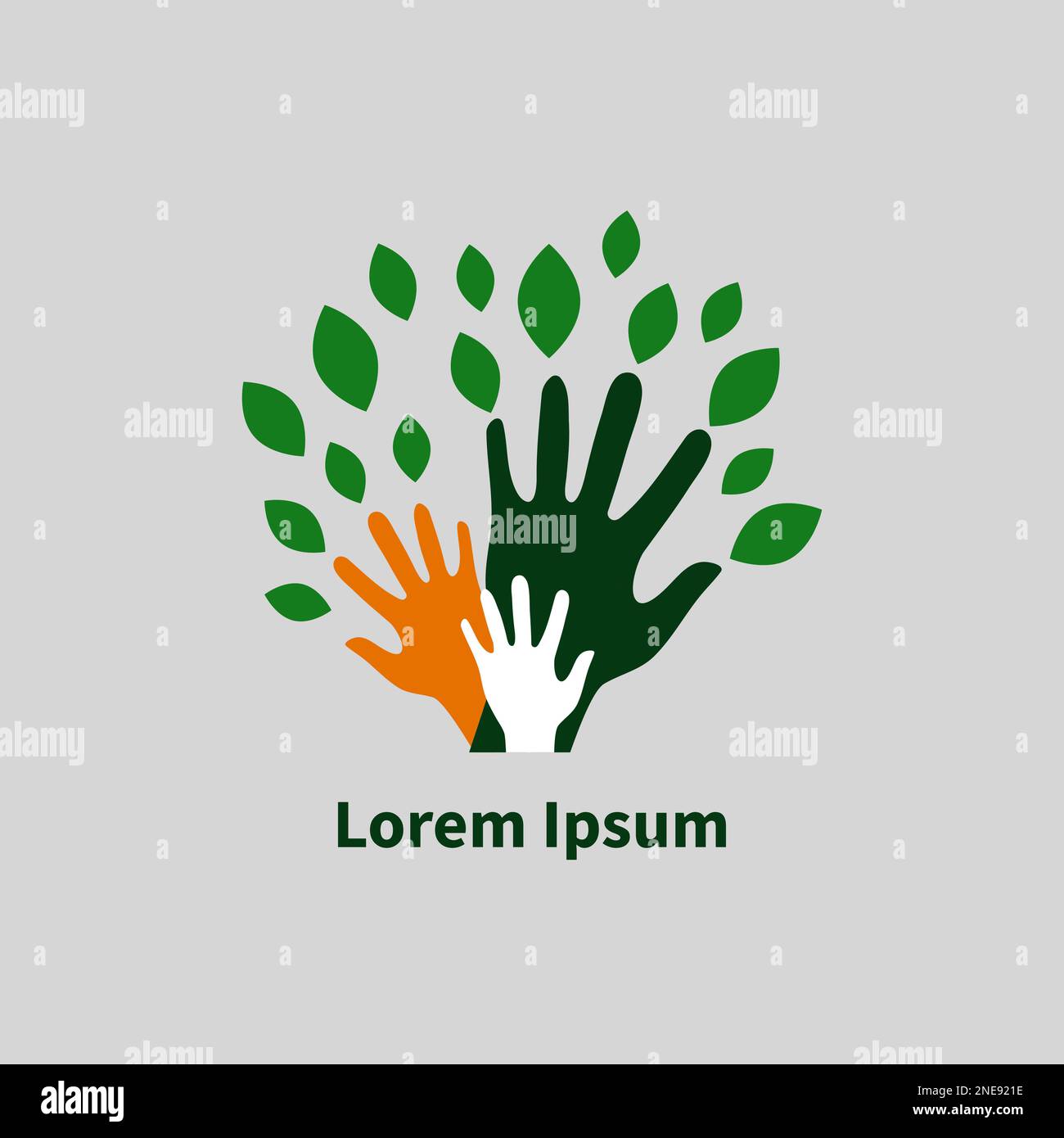 Tree logo with hands. Support, help concept, community icon. Vector ...