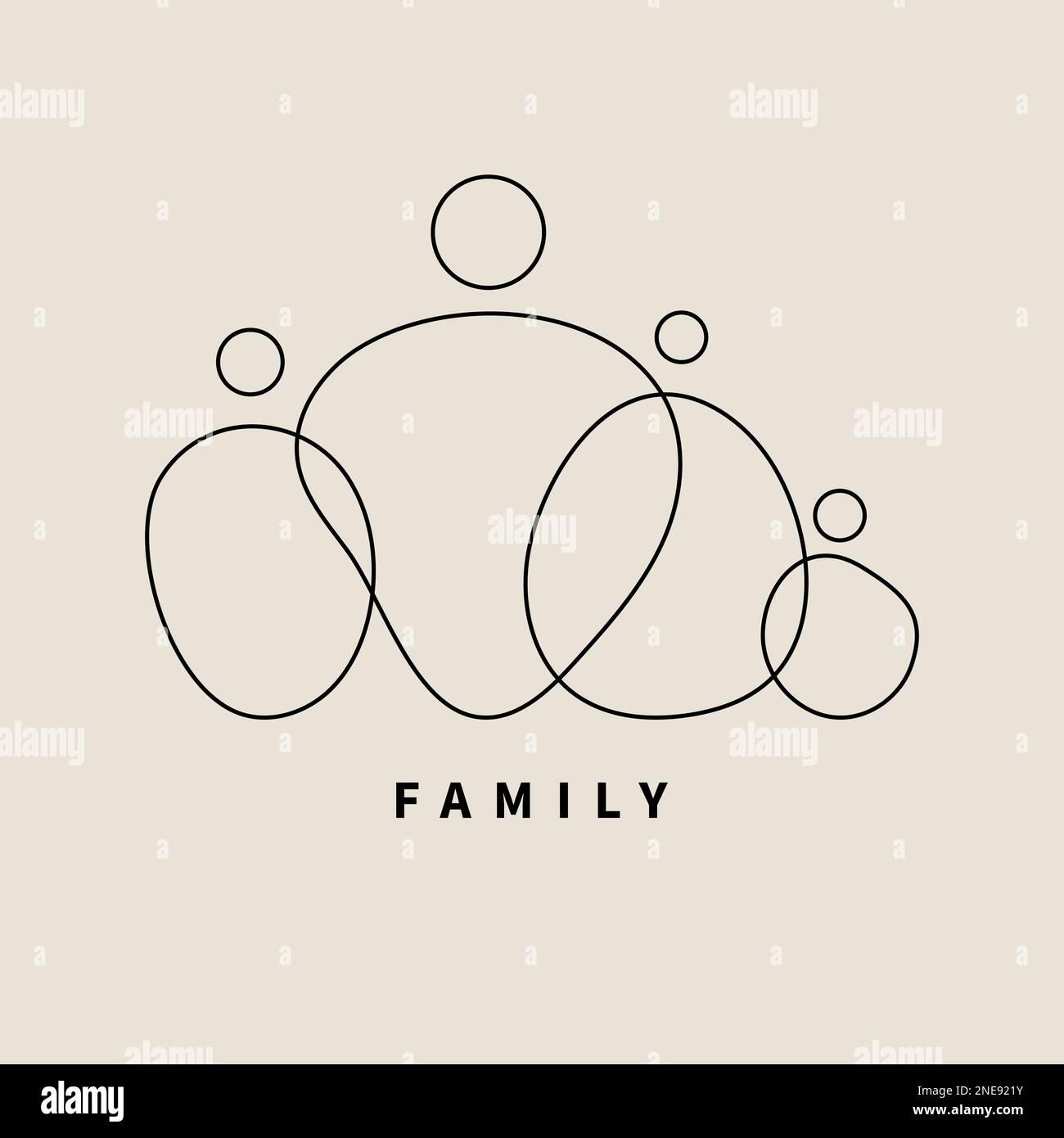 Family abstract linear logo, four people. Family vector line icon Stock ...