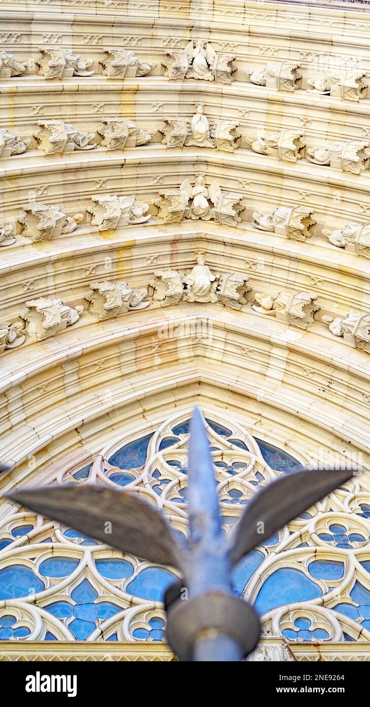 Detail of the architecture, grille and door of the Gothic style ...