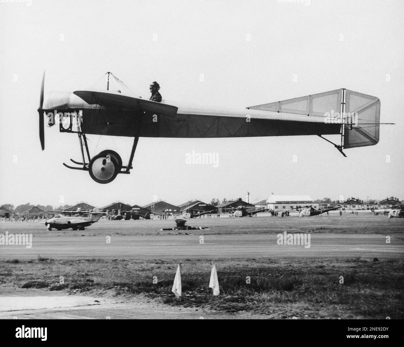The Blackburn (1912) Monoplane in flight, during the display of Veteran ...