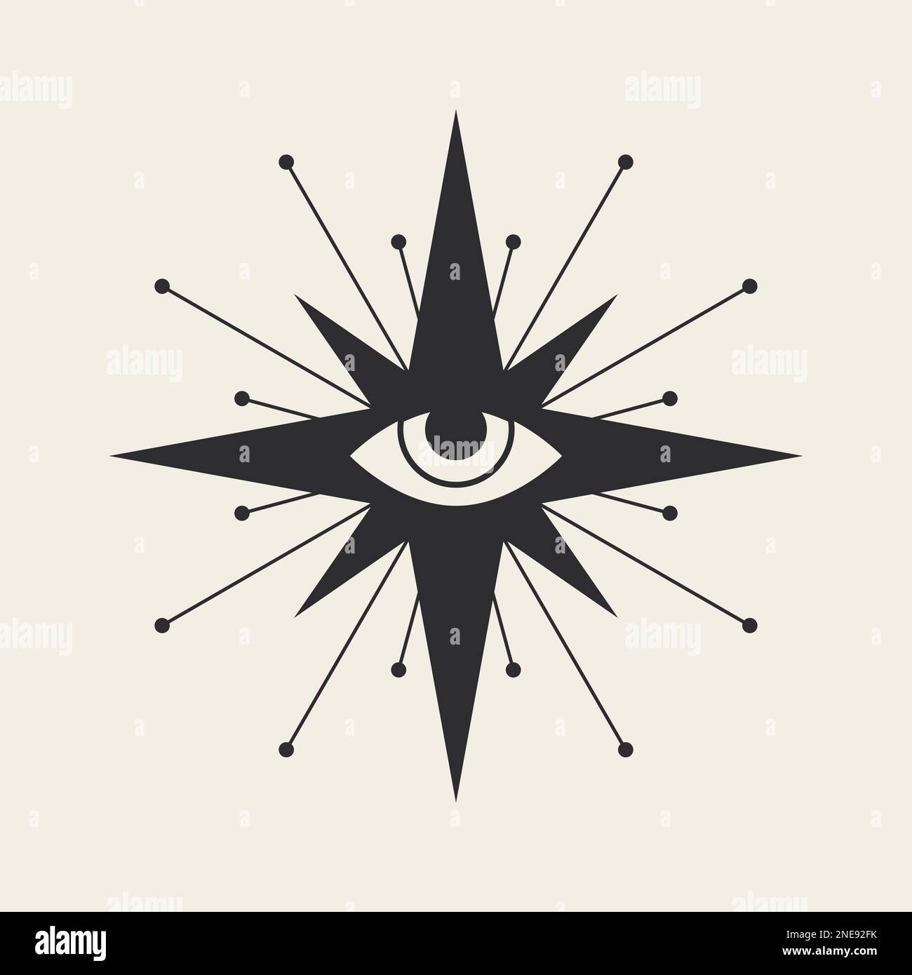 Mystical eye and flat star, esoteric logo. Mystique vector icon Stock ...