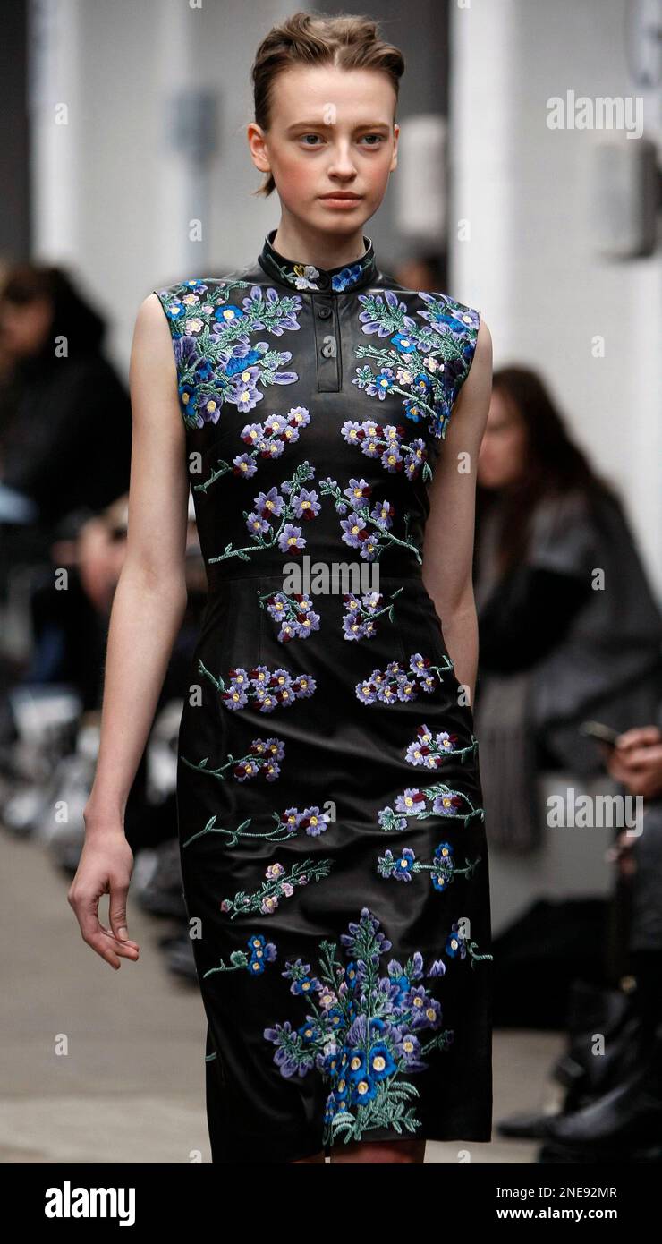 A model wears an outfit by designer Christopher Kane in his Autumn ...