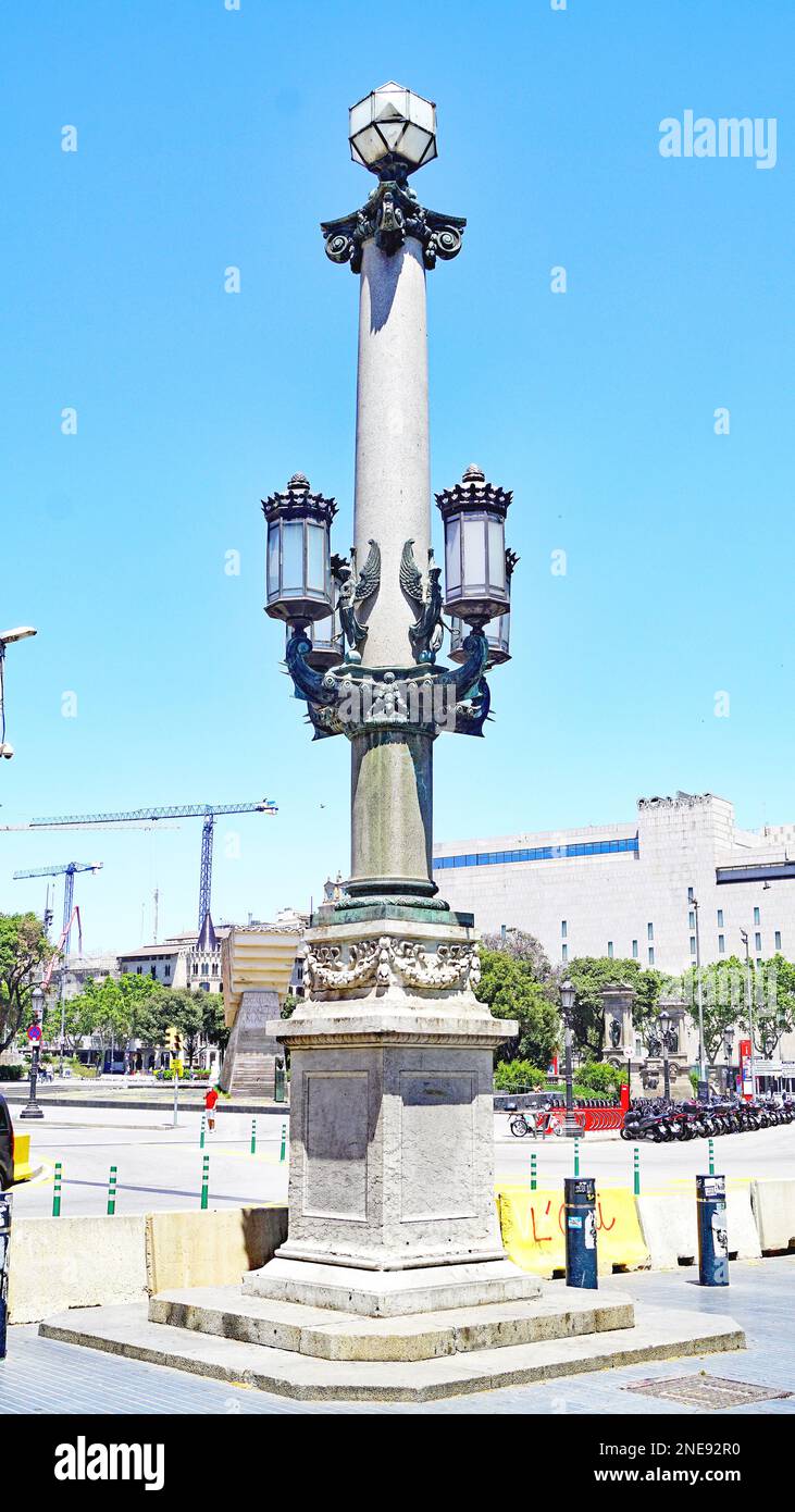 Typical and classic lamppost of Barcelona, Catalunya, Spain, Europe ...