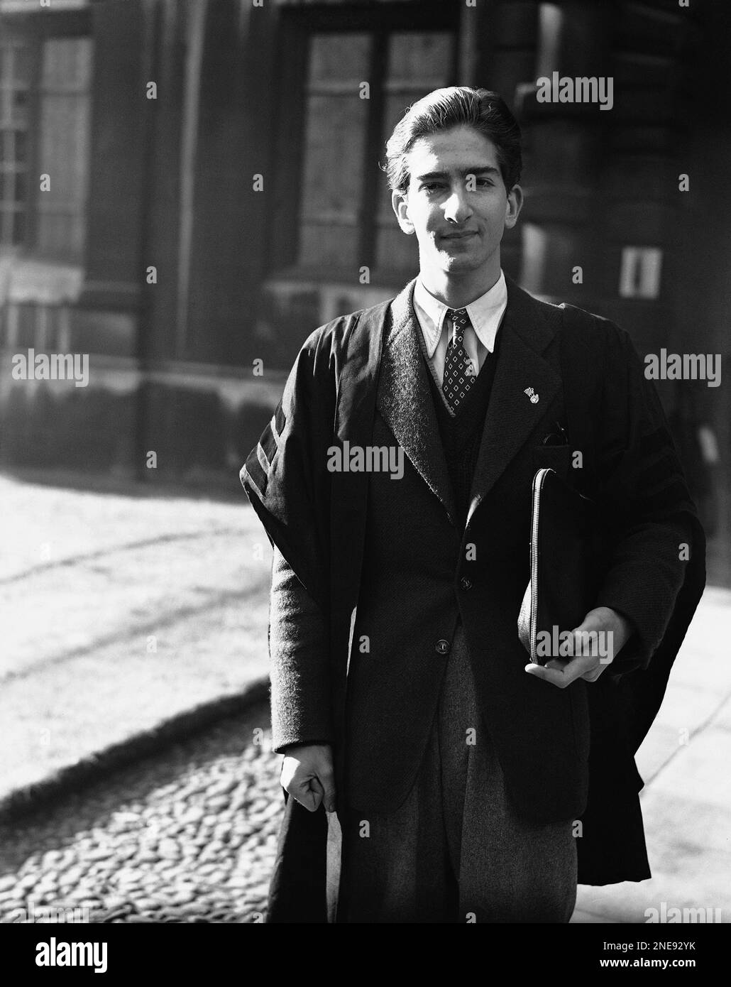 King Peter of Yugoslavia, now 18 years old, with cap and gown, at Clare ...