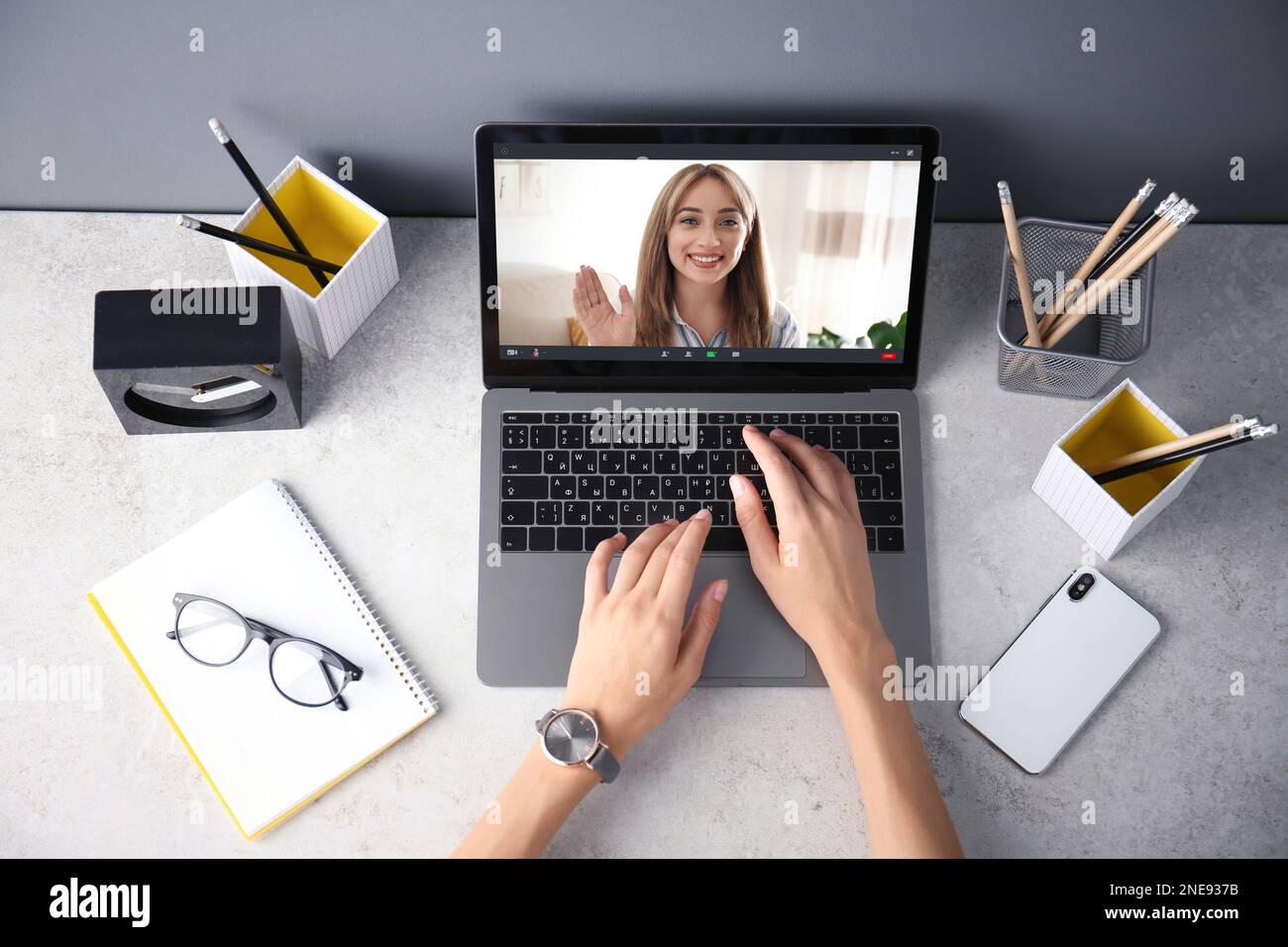Human resources manager conducting online job interview via video chat ...