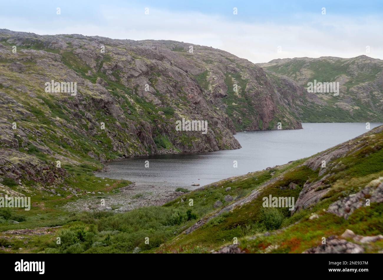 Summer landscape with lake, rocks and forest Stock Photo - Alamy