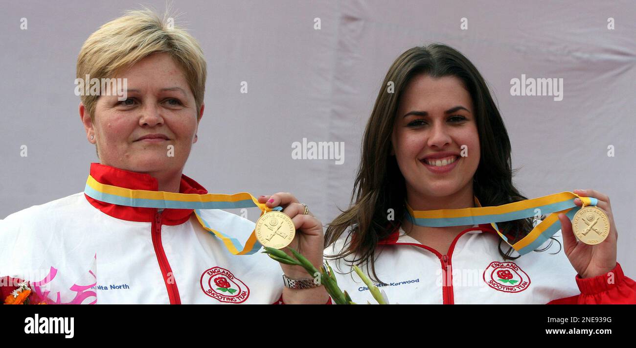 England's Anita North, left, and C. Kerwood display their gold medals ...