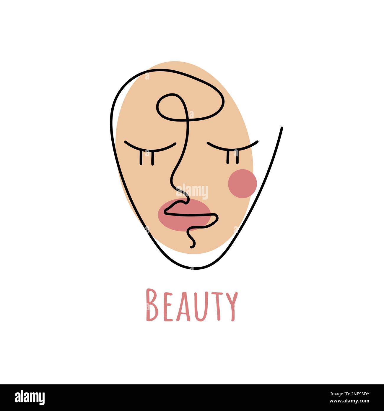 Abstract portrait of girl drawn in one continuous line. Linear sketch ...