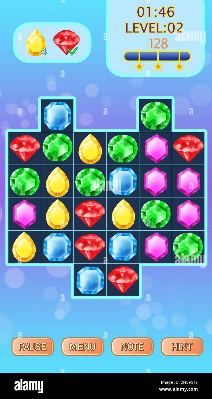 Colorful diamonds in grid, illustration. Virtual computer game Stock ...