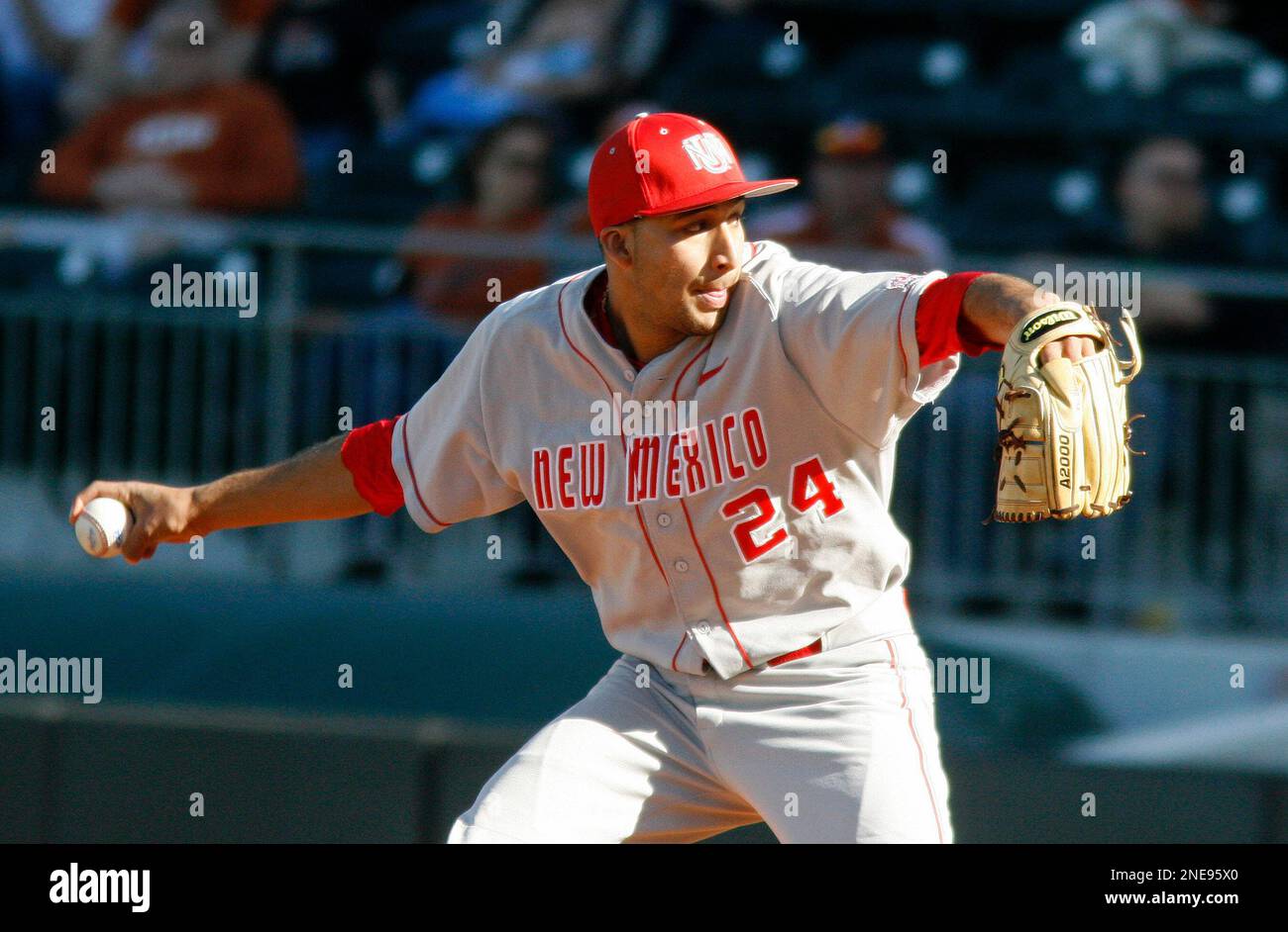 New Mexico relief pitcher Gera Sanchez throws the final pitch to beat ...