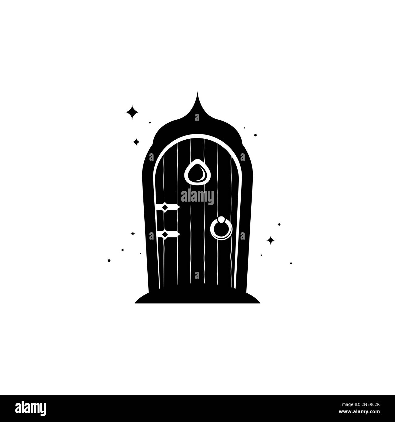 Fantasy magic door line icon. Vector illustration isolated on white ...