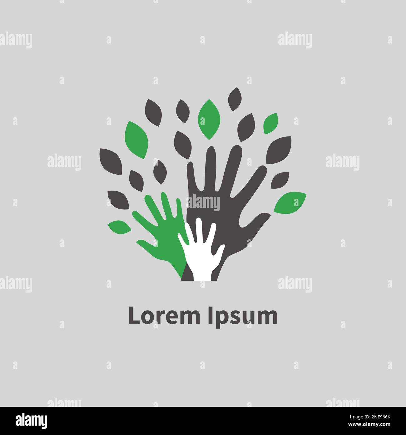 Tree logo with hands. Support, help concept, community icon. Vector ...
