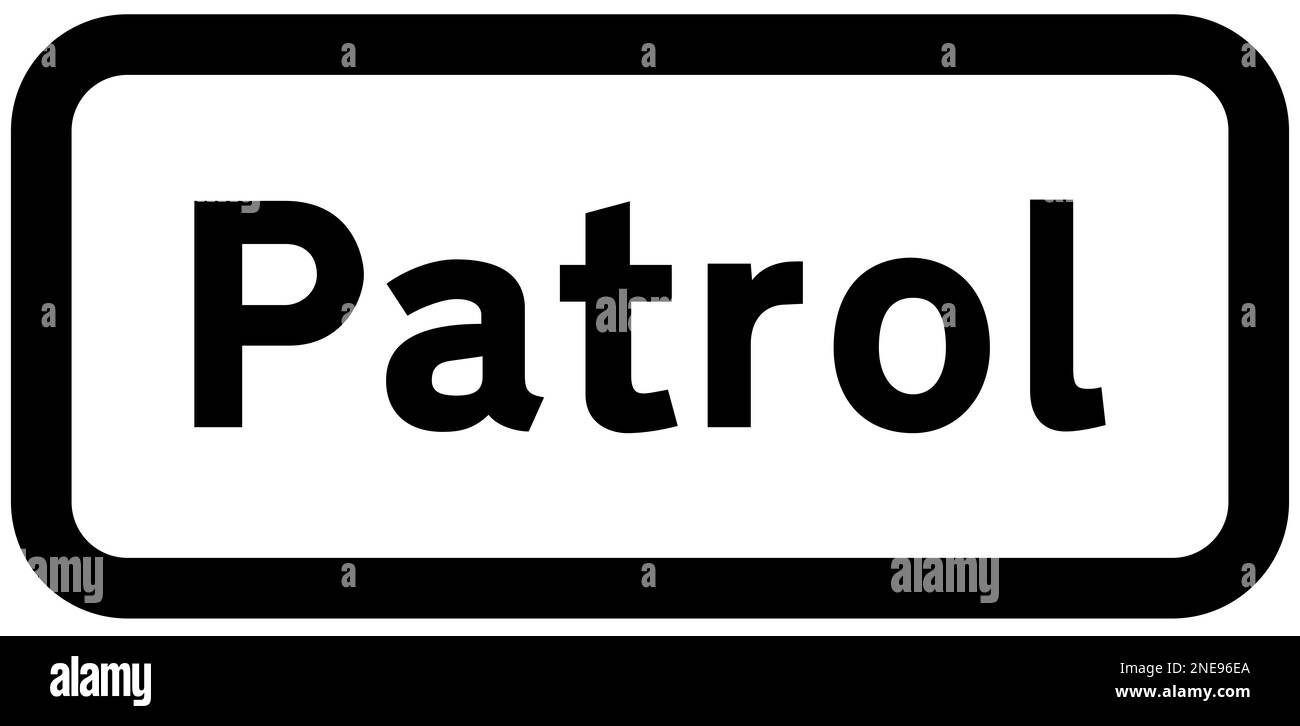 Patrol British road sign Stock Photo - Alamy