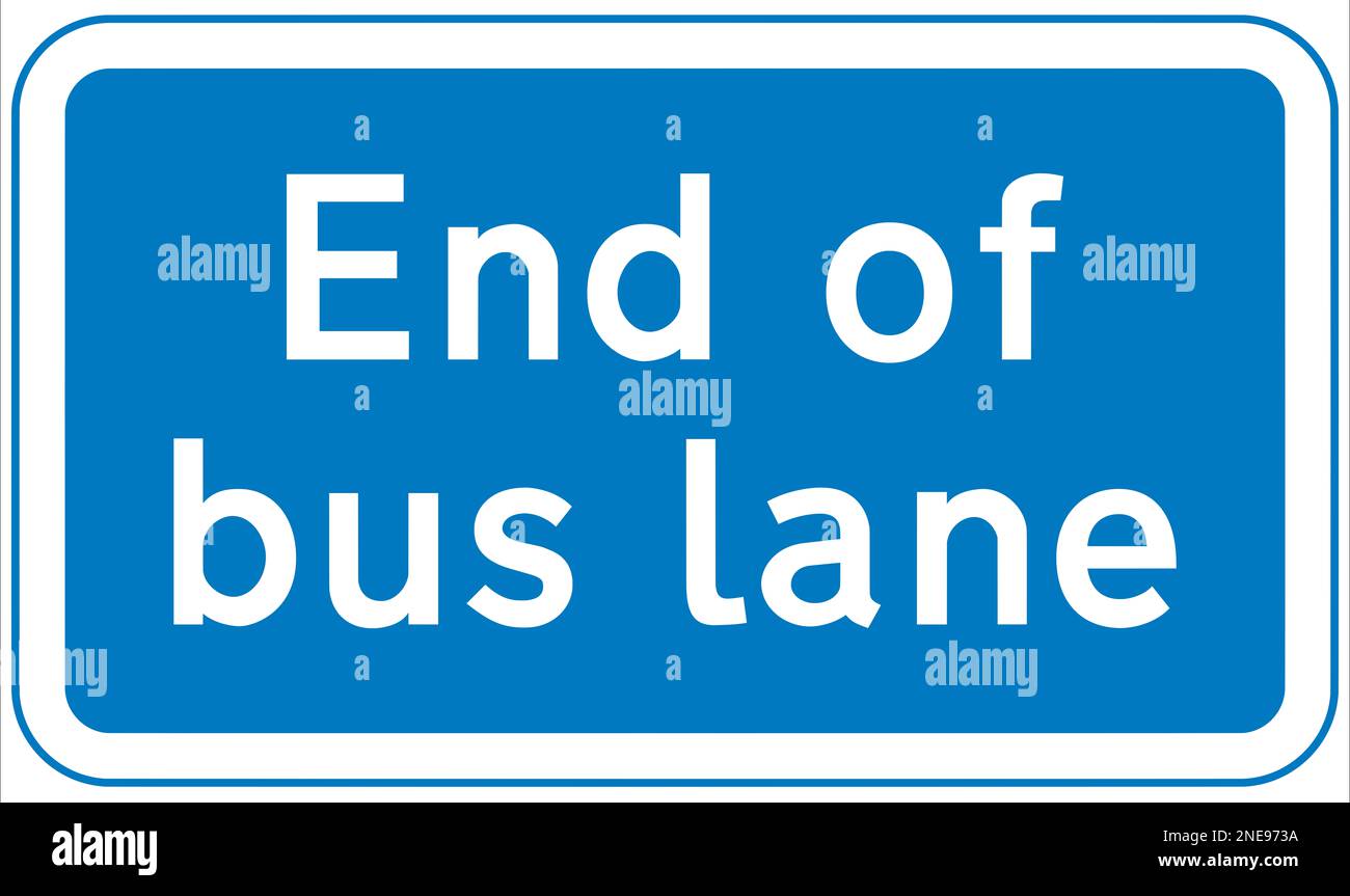 End of bus lane British road sign Stock Photo - Alamy