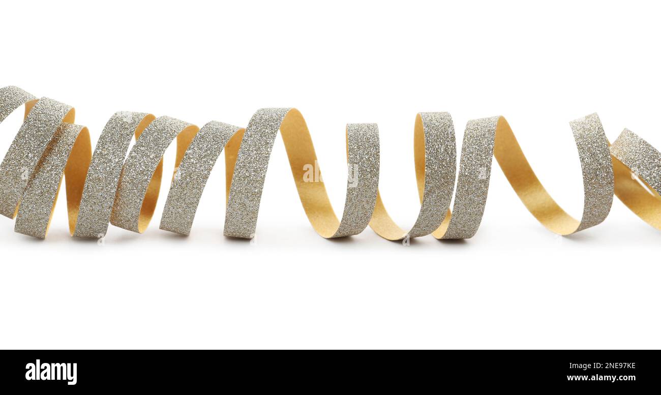 Beautiful shiny serpentine streamer on white background Stock Photo - Alamy
