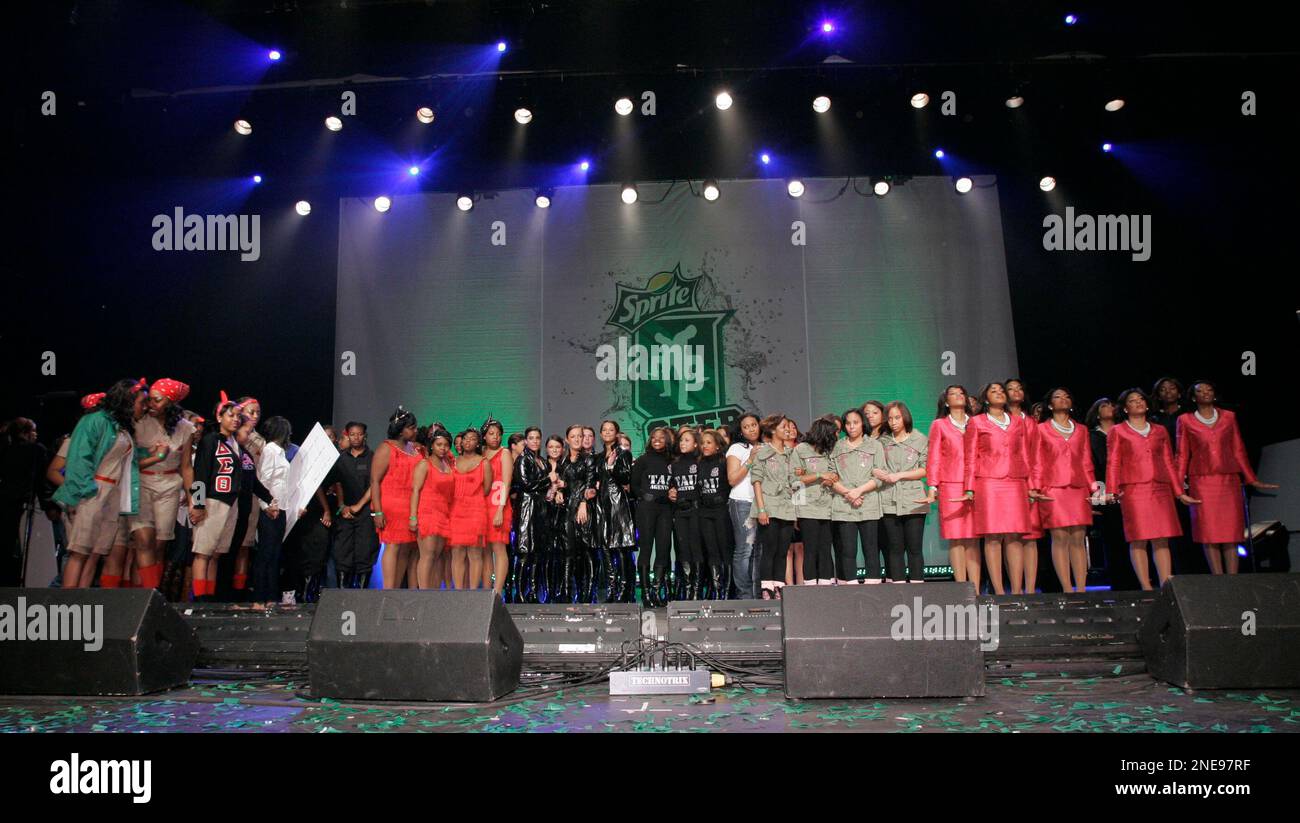 Sororities line up for the winners announcements during the Sprite Step ...