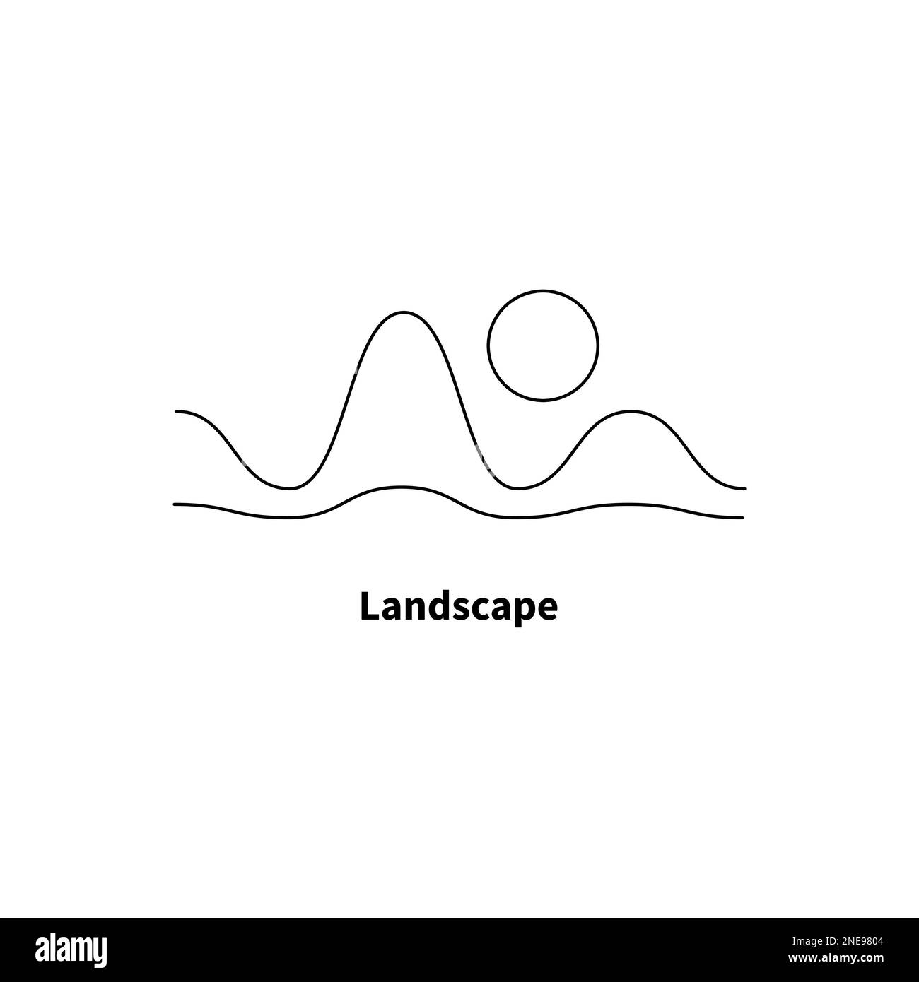 Minimalistic landscape of sea and sun. Vector minimal illustration ...