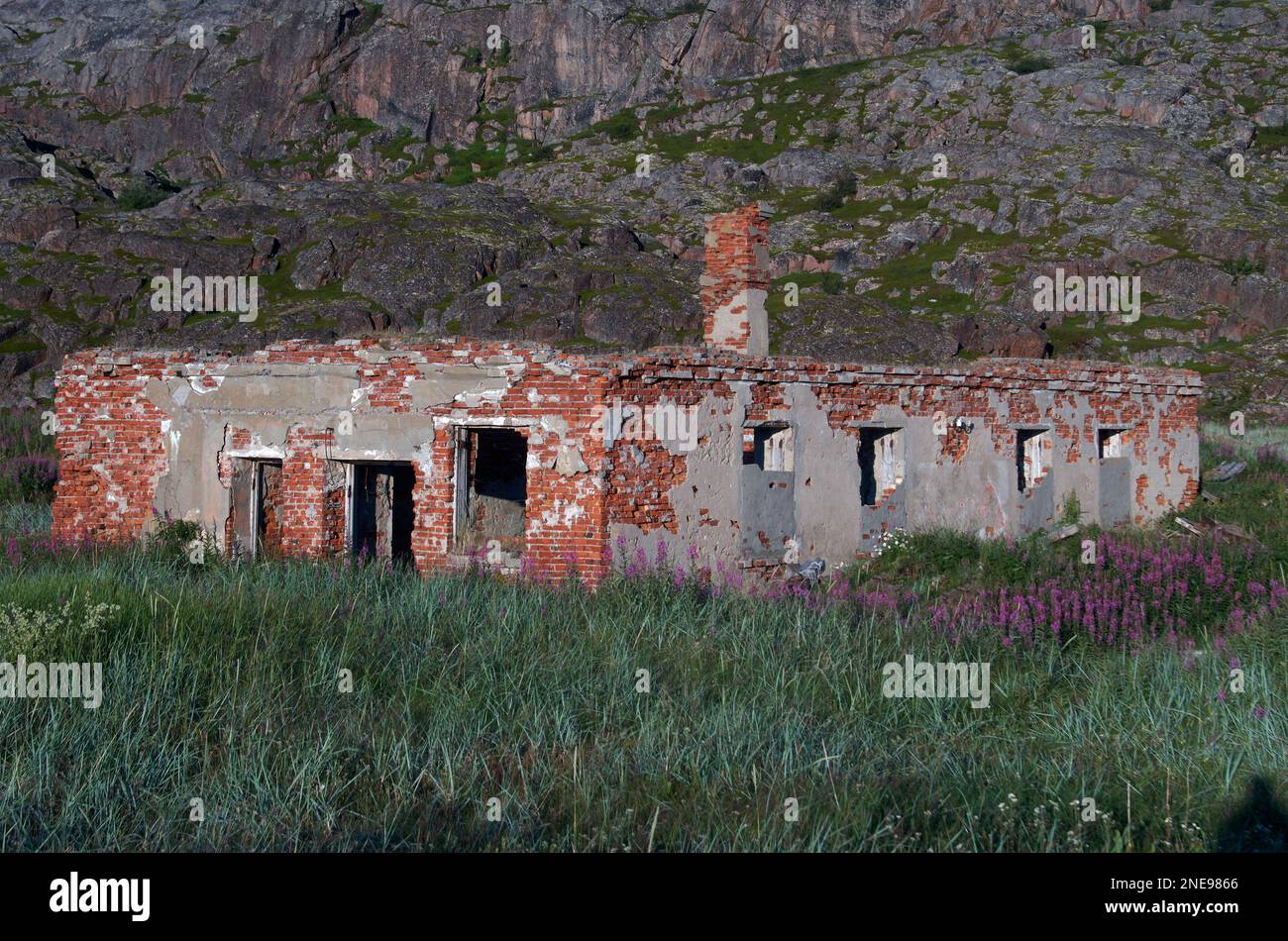 Photograph of the ruins of an abandoned red brick building Stock Photo ...
