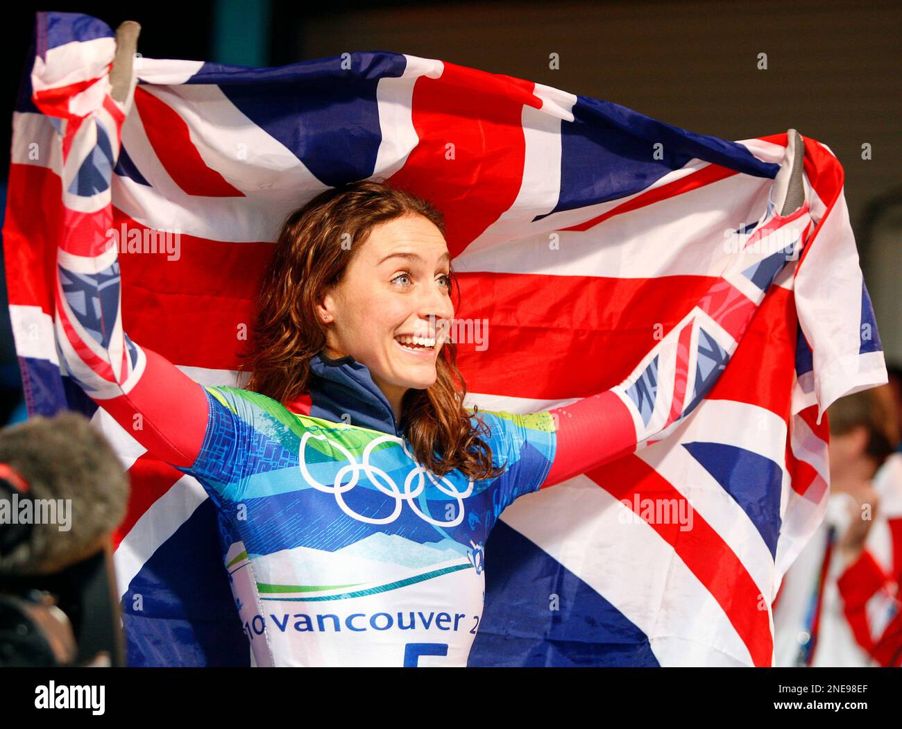 Great Britain's Amy Williams celebrates her gold medal in women's ...