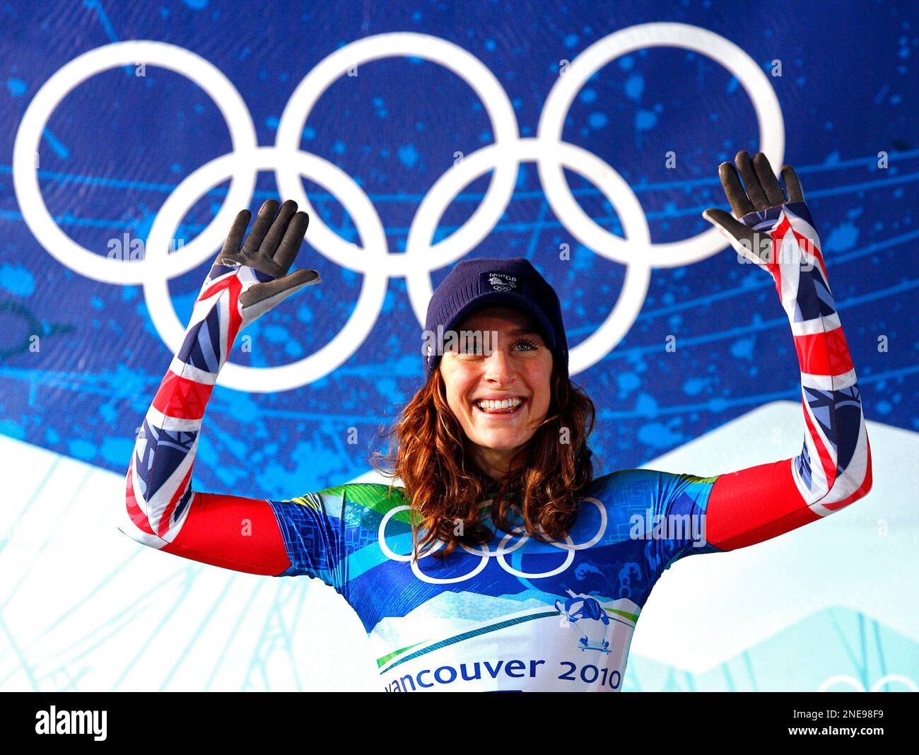 Great Britain's Amy Williams celebrates her gold medal in women's ...