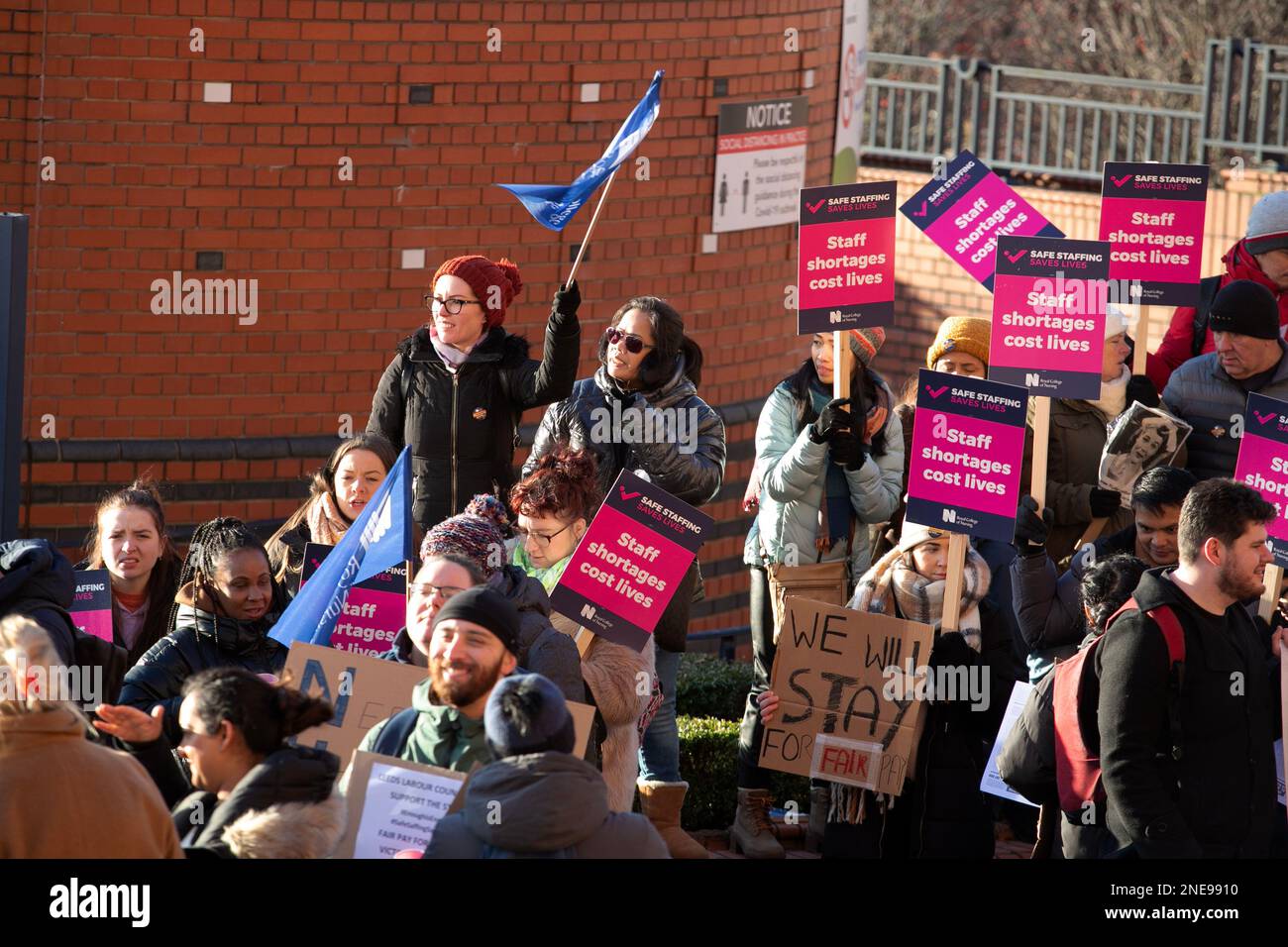 Nurses striking on the picket line outside Leeds General Infirmary ...